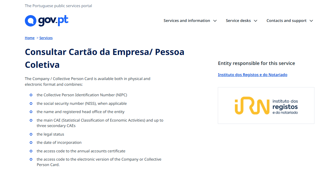 Get NIPC Number - Access Portugal